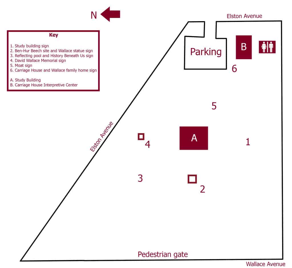 Walking tour map for website - General Lew Wallace Study & Museum